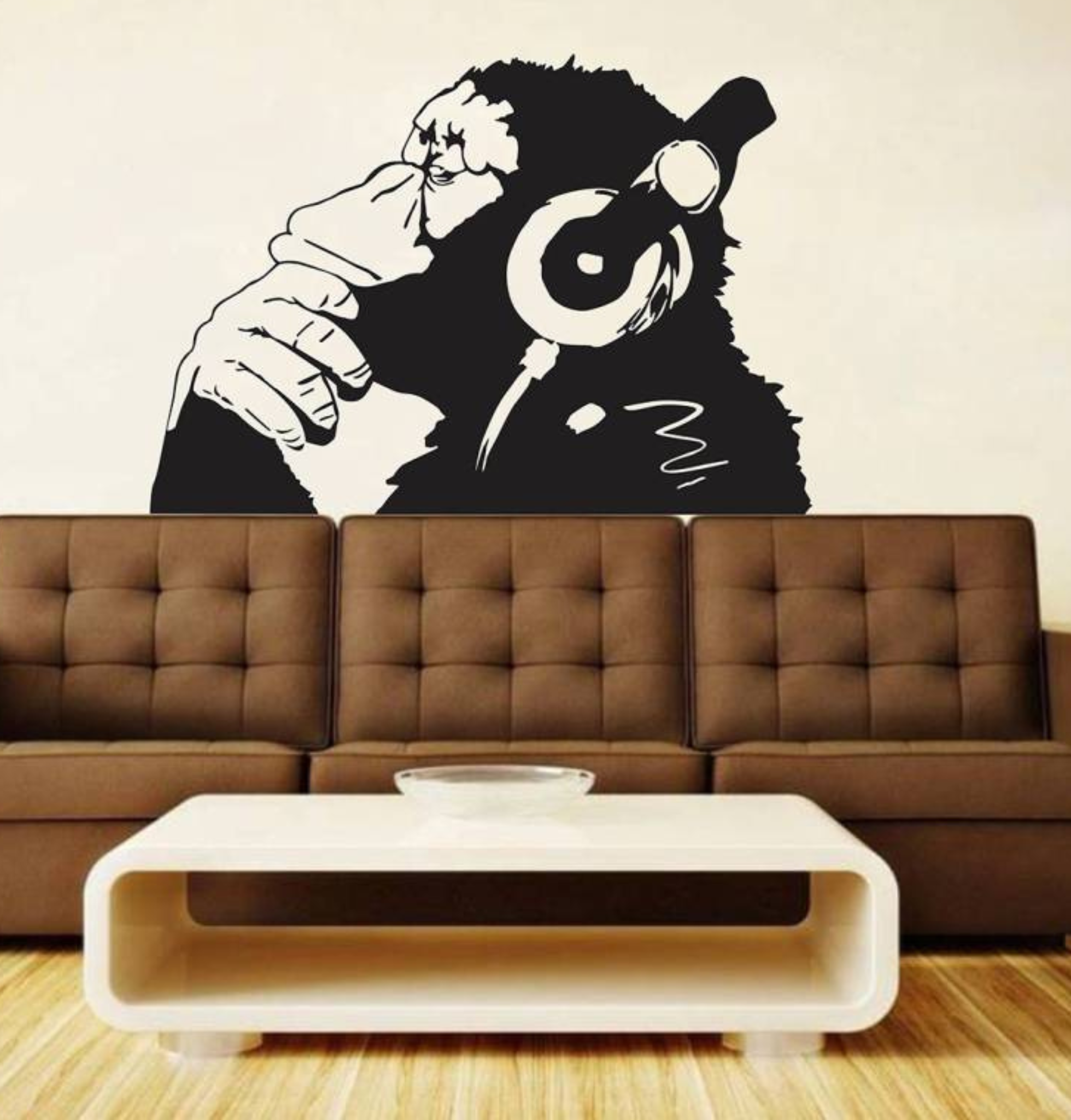 WALLDECORS 60.96 cm Monkey Listening to Music Wall Sticker – Designer ...
