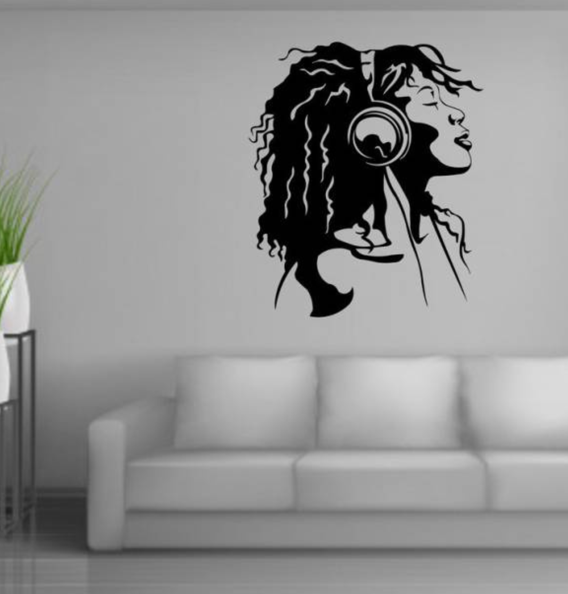 Black Vinyl Music Wall Decal – 1 cm Listening Music Action Sticker by ...