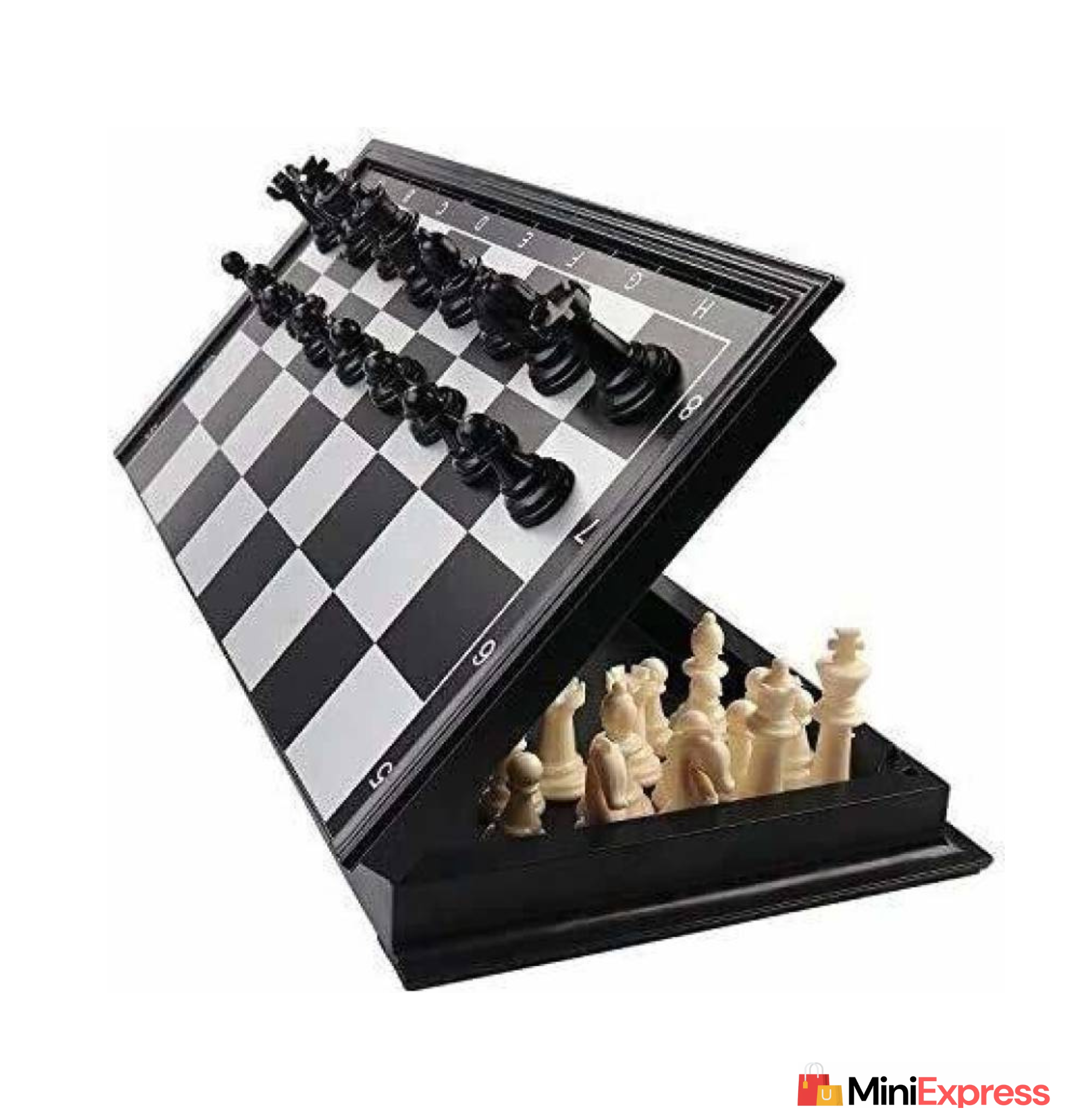Portable Chess Set with Magnetic Pieces and Foldable Board | miniexpress