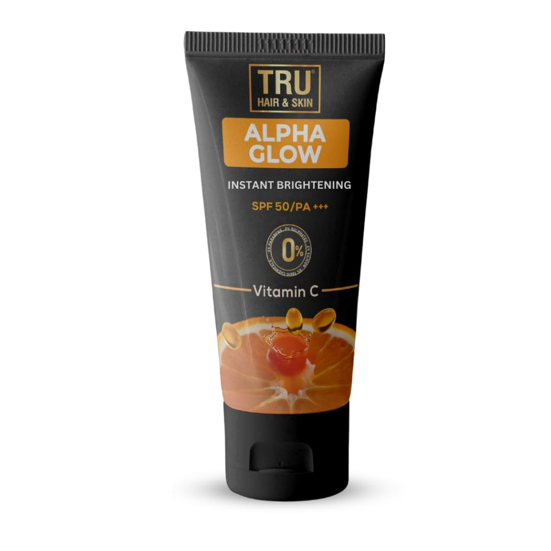 TRU HAIR & SKIN Alpha Glow Instant Brightening SPF 50 PA+++ 50gm ...